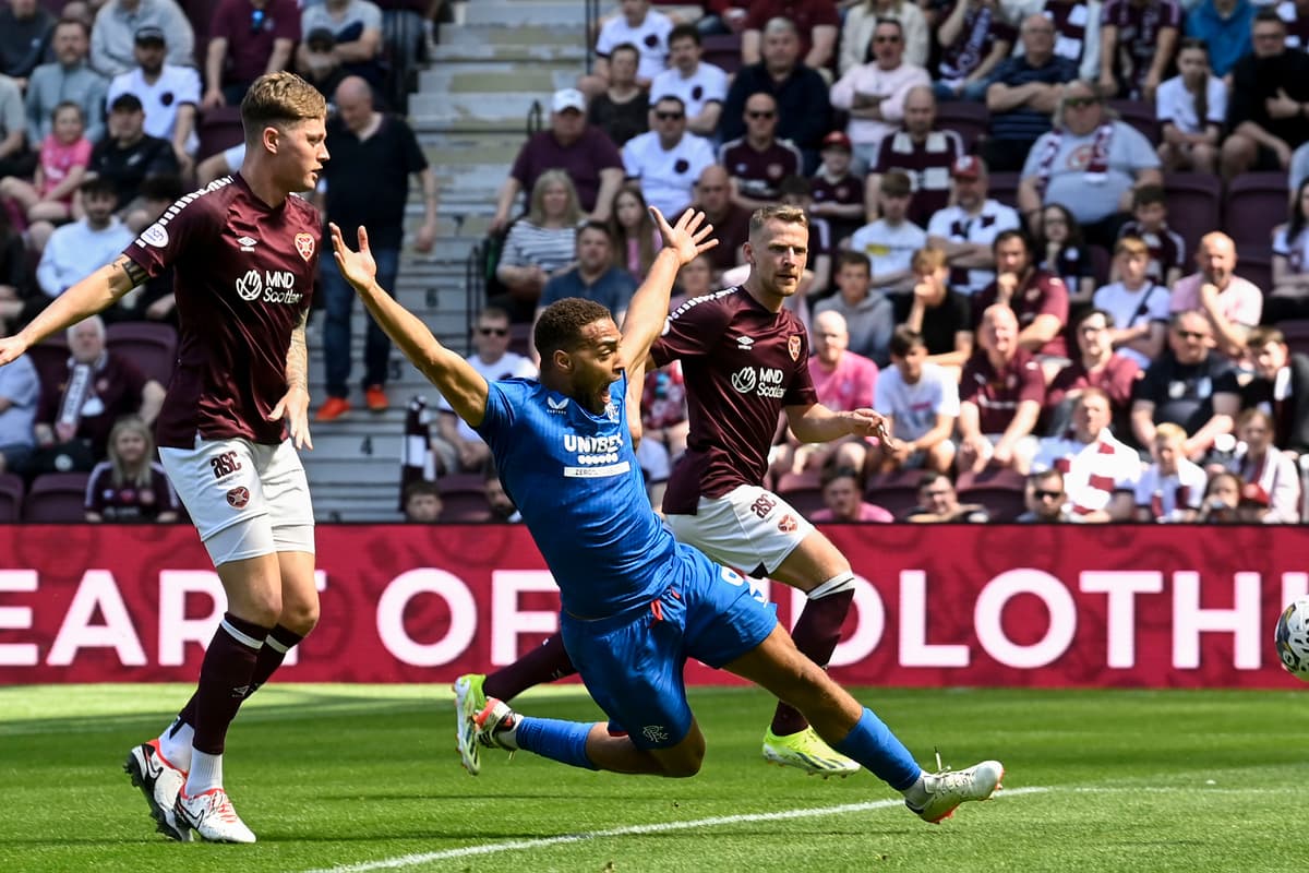 Cyriel Dessers denied strong Rangers penalty claim vs Hearts as ... Cyriel Dessers denied strong Rangers penalty claim vs Hearts as ...
